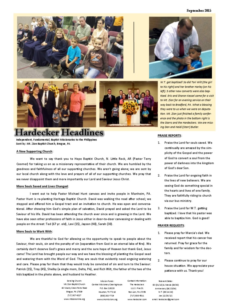 Hardecker Headlines Sept 2015 | PDF | Grace In Christianity | Jesus