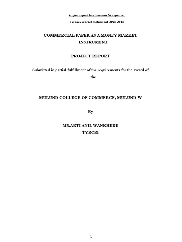 Commercial Paper as a Money Market Tool | PDF | Commercial Paper ...