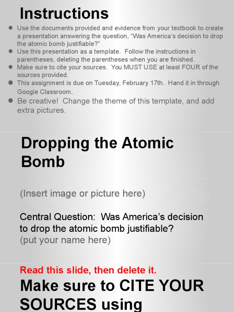 Justifying the Atomic Bomb Decision | PDF | Teaching Methods ...
