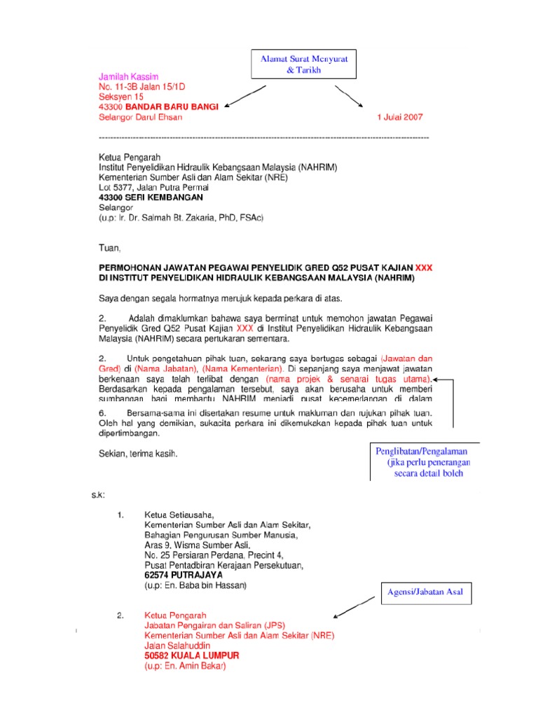 Contoh Surat Rasmi Kepada Jabatan | PDF