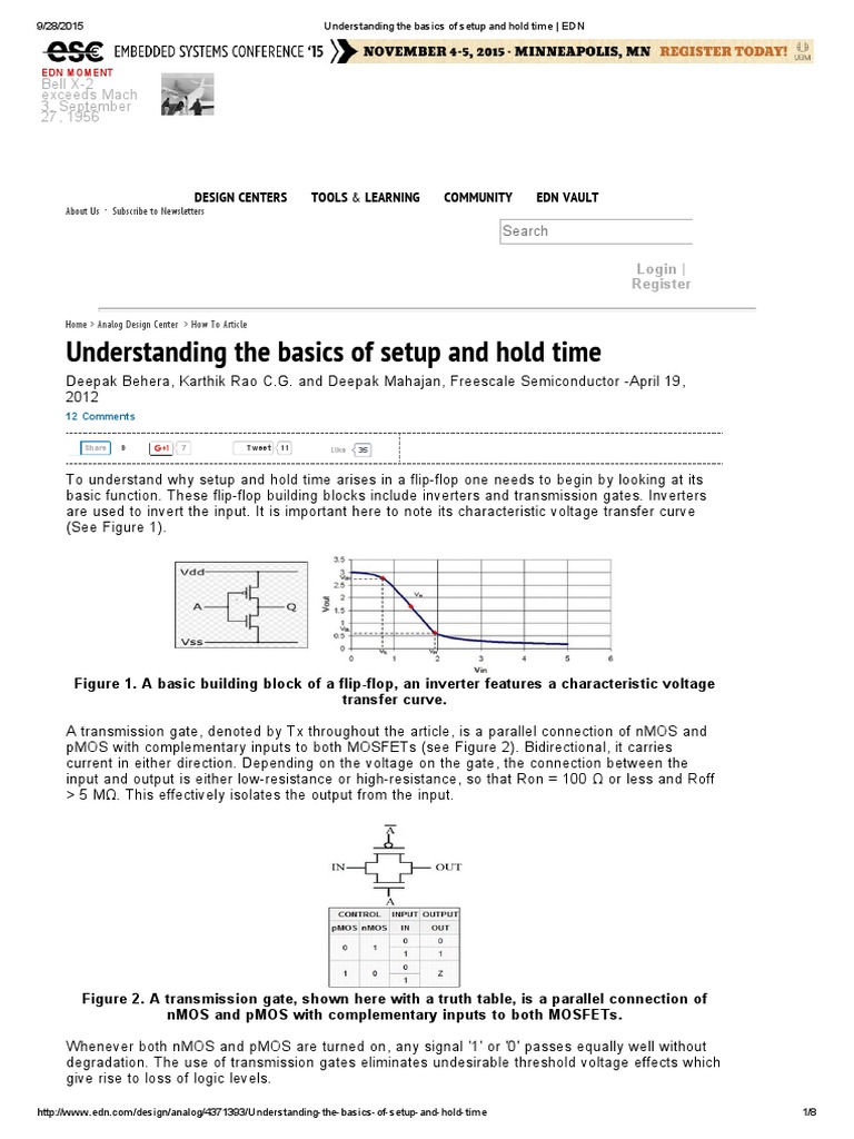Understanding The Basics of Setup and Hold Time - EDN | PDF | Mosfet | Logic Gate