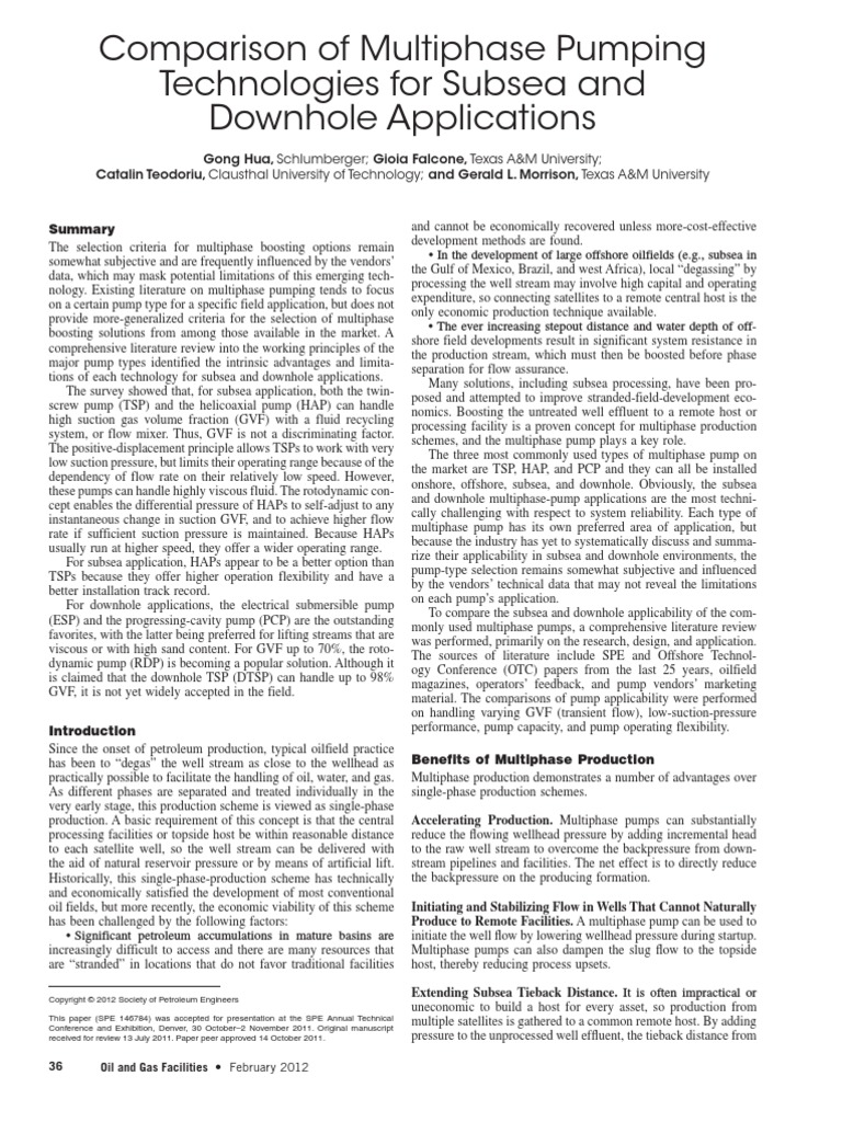 Comparison of Multiphase Pumping | PDF | Pump | Gas Compressor