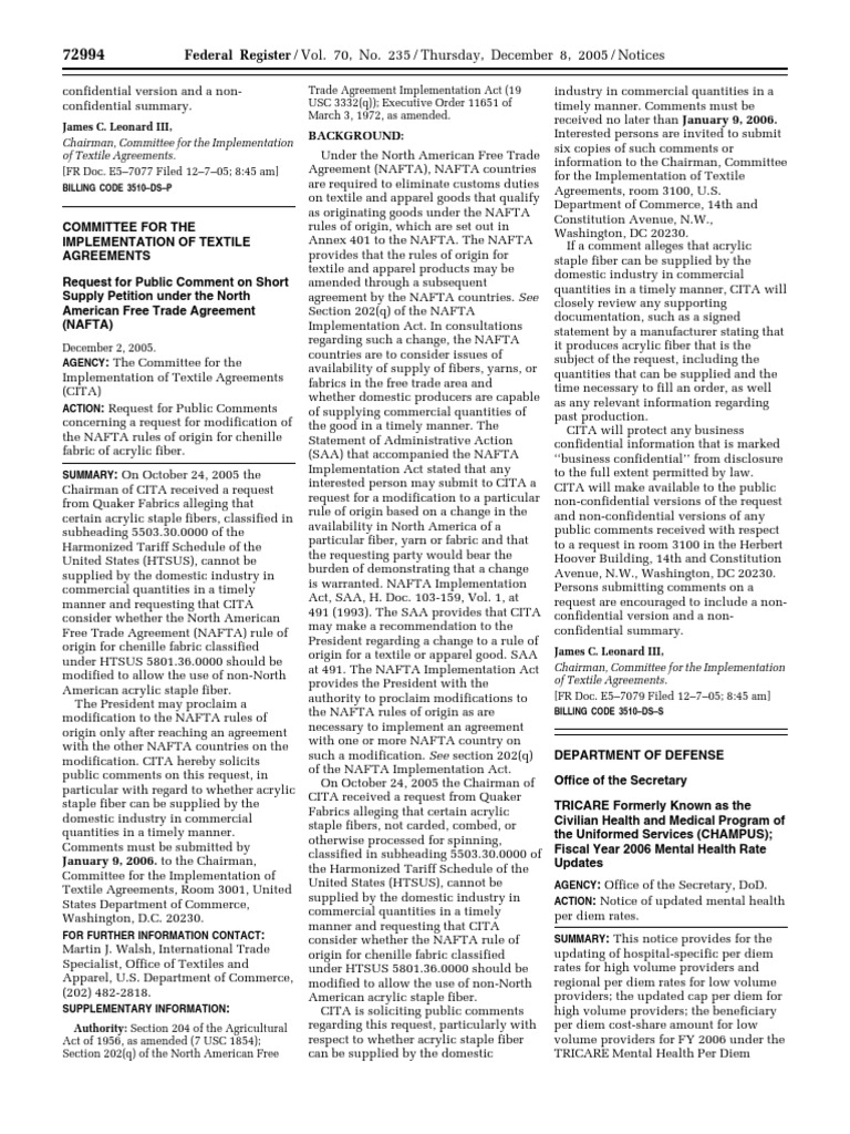 Notice: Cotton, Wool, and Man-Made Textiles: Chenille Fabric of Acrylic ...