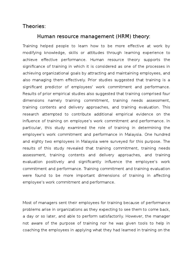 Theories: Human Resource Management (HRM) Theory | PDF | Employment ...