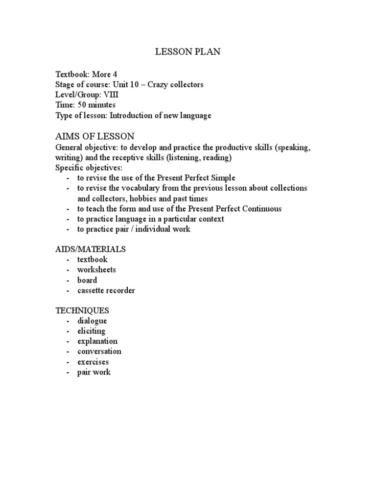 Lesson Plan - VIII - Grammar - Present Perfect Cont | PDF | Perfect ...