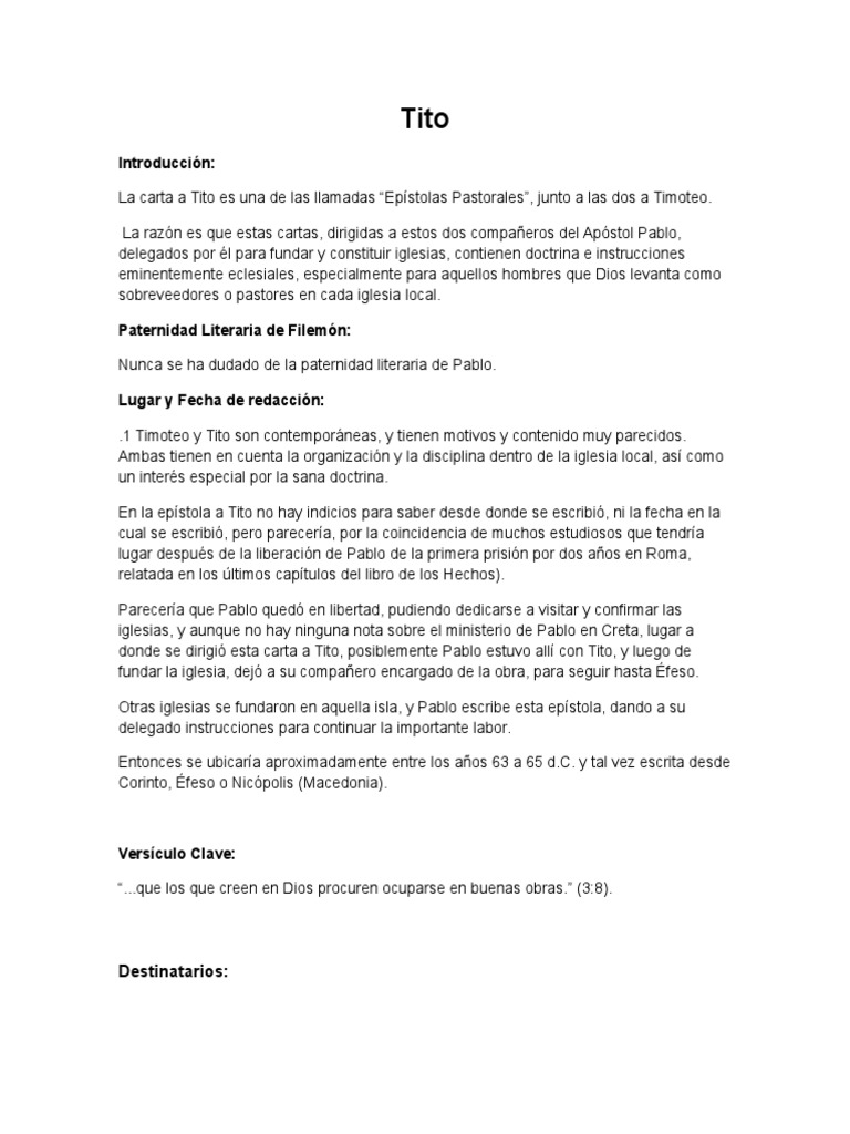 Tito | PDF | Pablo el apóstol | Cristianismo primitivo