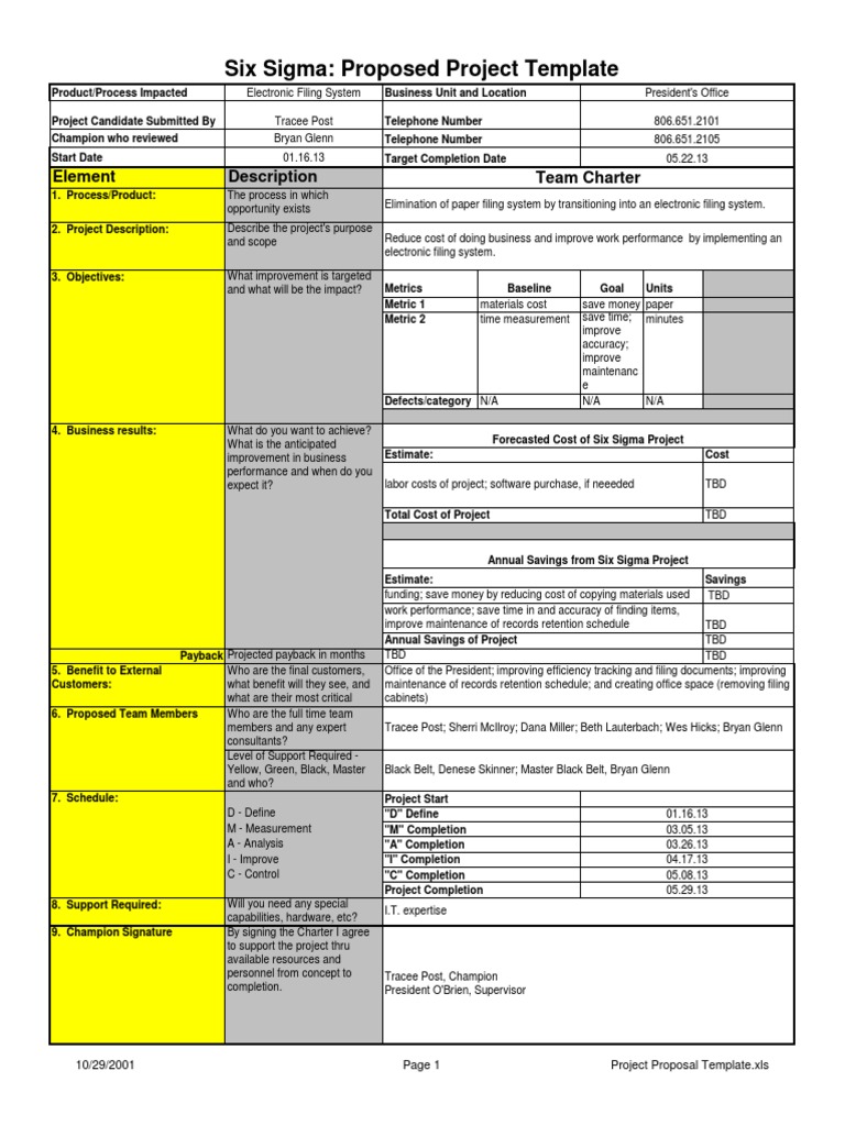 Charter - LSS Project - Electronic Filing Room | PDF | Six Sigma ...