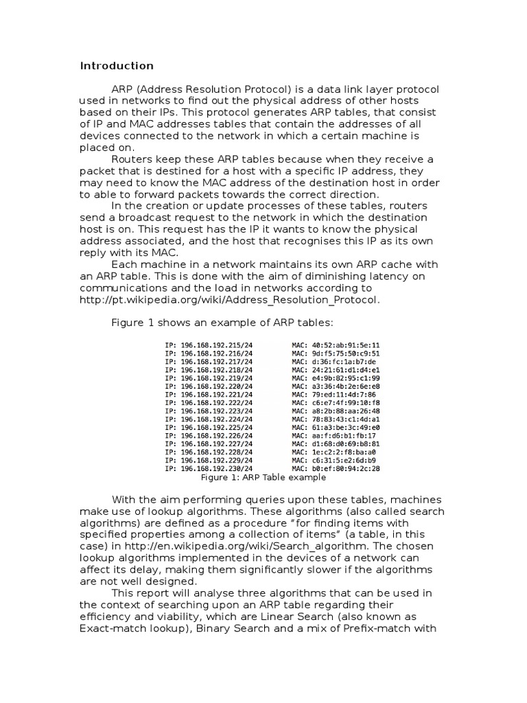 ARP Tables Lookup Algorithms | PDF | Ip Address | Computer Network