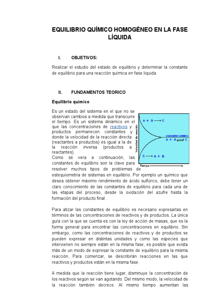 Equilibrio Químico Homogéneo en La Fase | Descargar gratis PDF ...