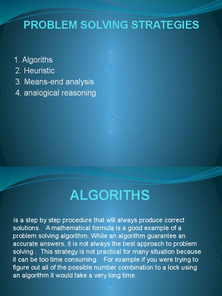 Problem Solving Strategies | PDF | Heuristic | Algorithms