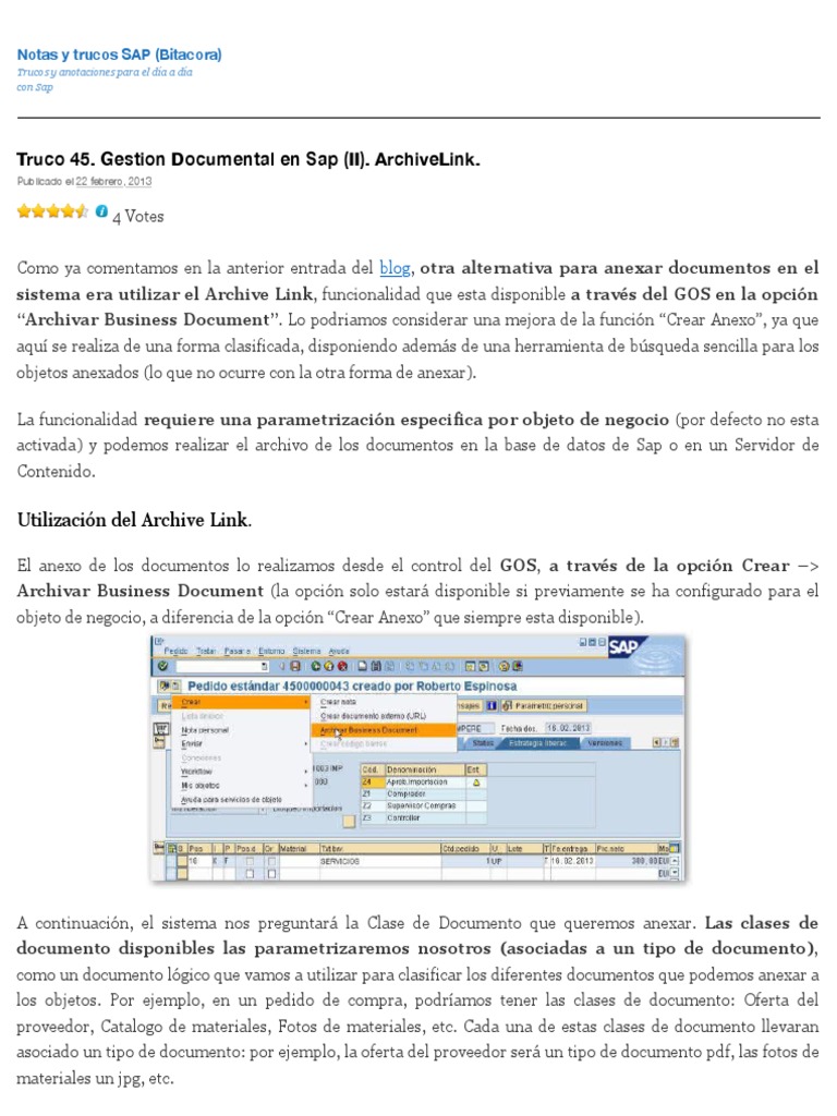 Gestion Documental en Sap - ArchiveLink | Documento | Sap Se