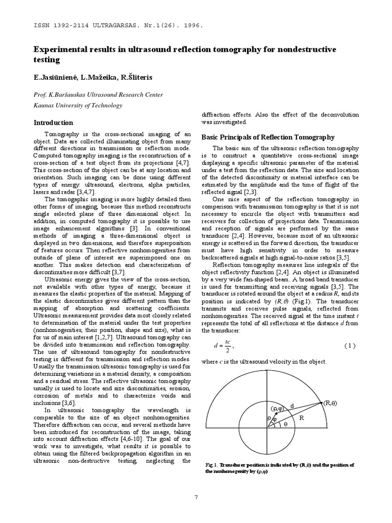 Experimental ultrasound reflection tomography for NDT | PDF ...