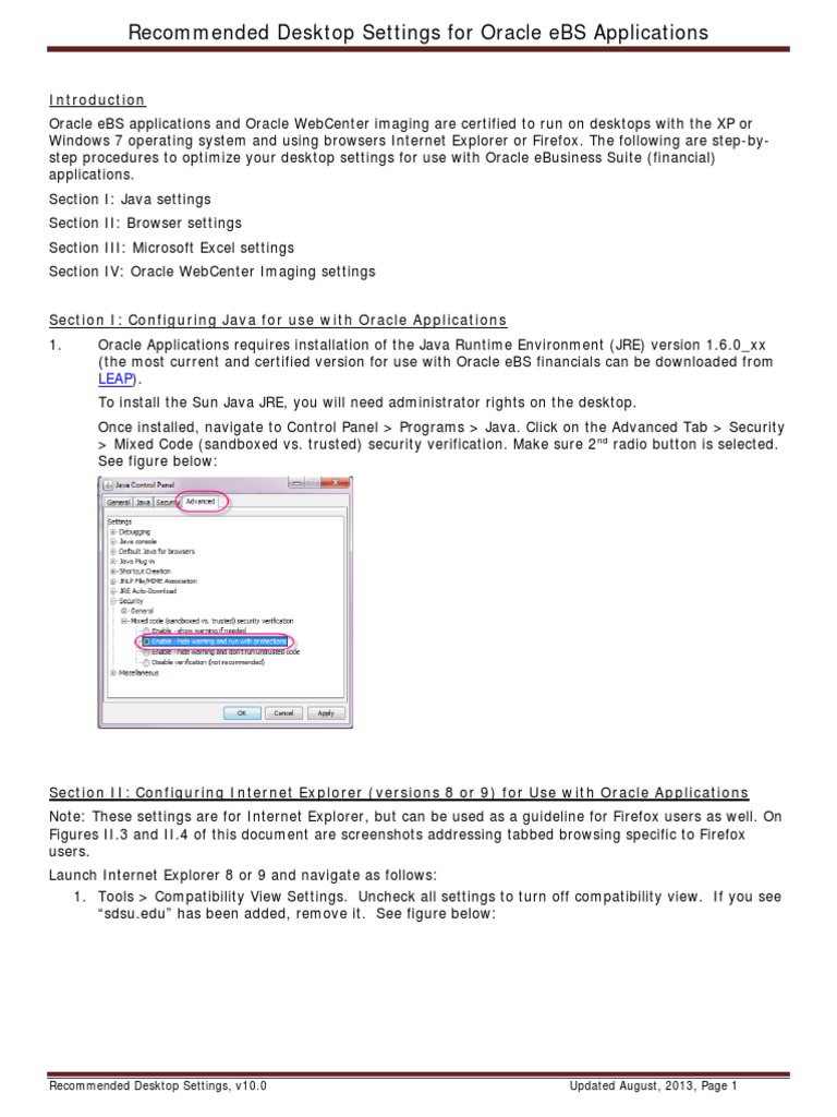 Recommended Desktop Settings | PDF