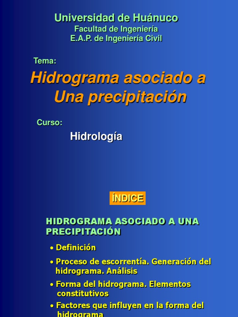 Tema Hidrogramas | PDF | Precipitación | Ingeniería Ambiental