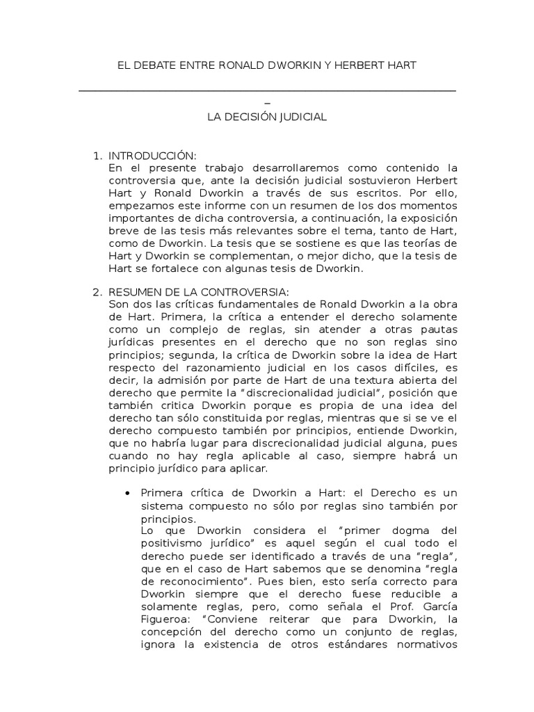 Debate Dworkin vs. Hart | PDF | Juez | Toma de decisiones