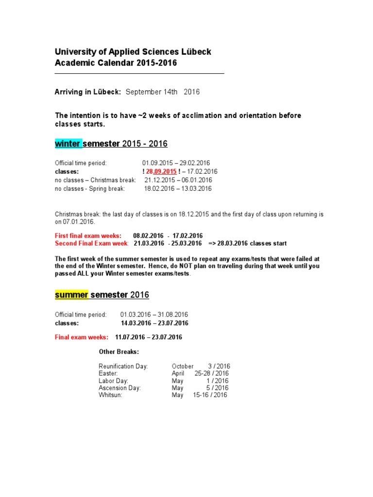Academic Year Dates 2015 2016 | PDF