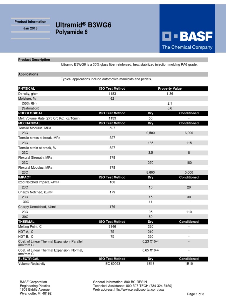 Ultramid B3WG6 | PDF | Plastic | Materials Science