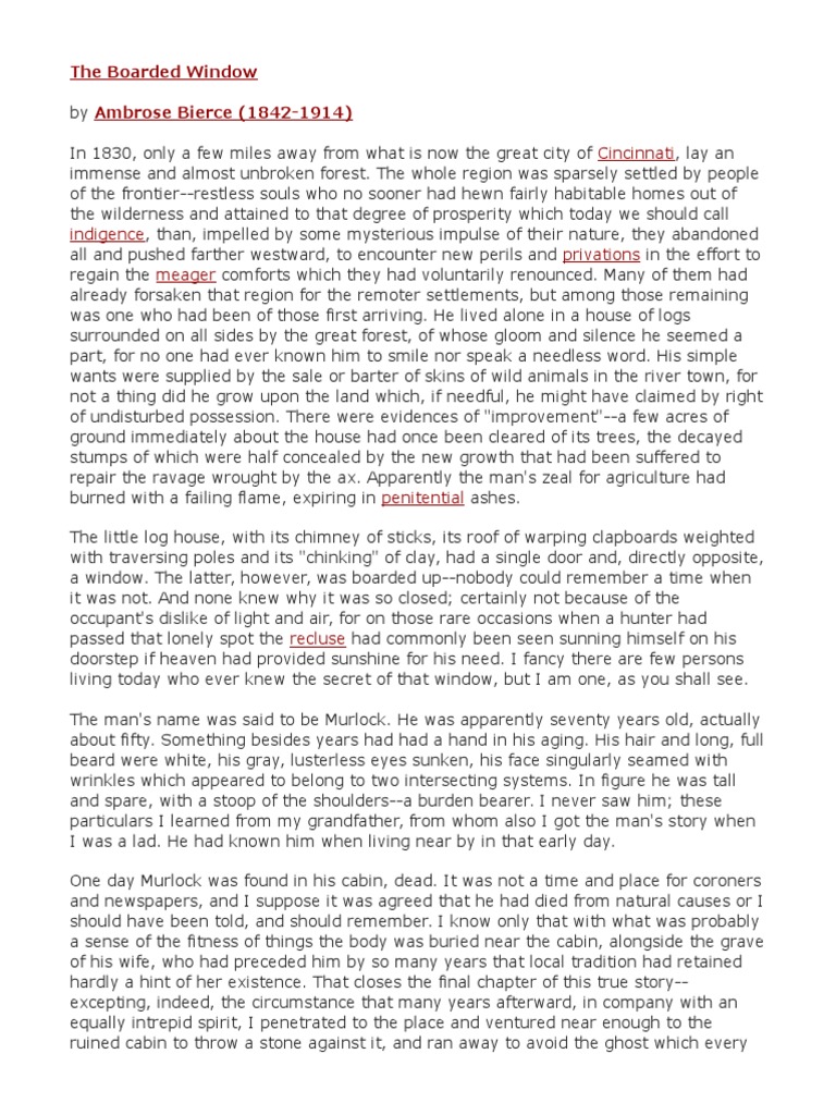 The Boarded Window | PDF