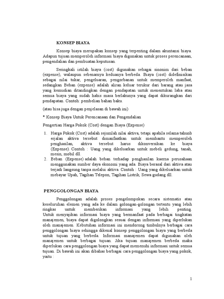 Konsep Biaya | PDF