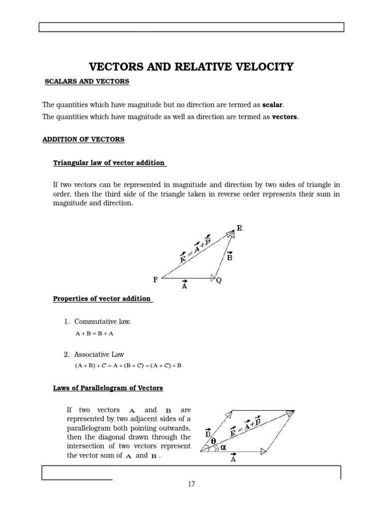 2-Vectors and Relative Velocity | PDF | Euclidean Vector | Norm ...