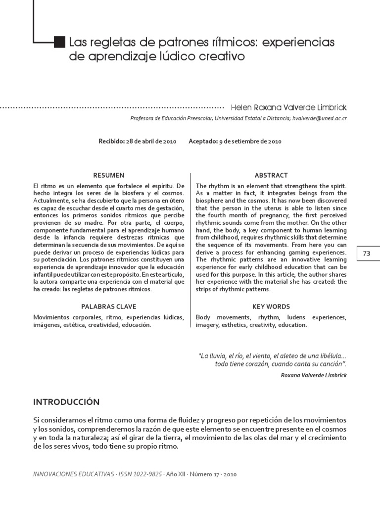 Regletas de Patrones Rítmicos para Niños | PDF | Ritmo | Los símbolos