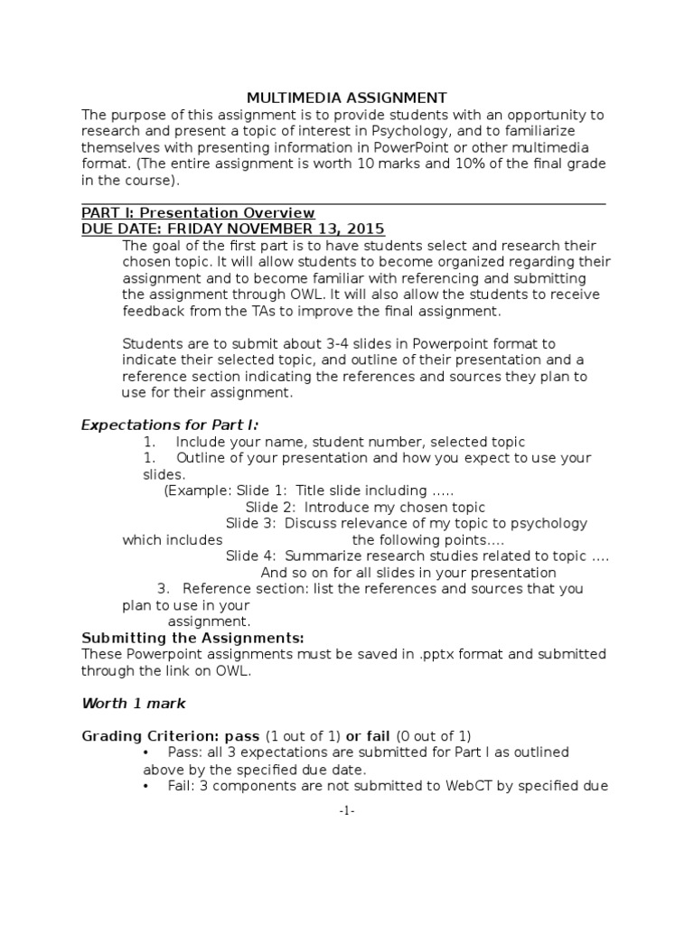 Psychology Multimedia Assignment Guide | PDF | Microsoft Power Point ...