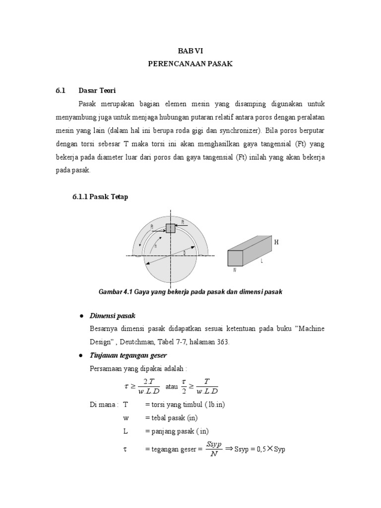 Perencanaan Pasak Mesin | PDF