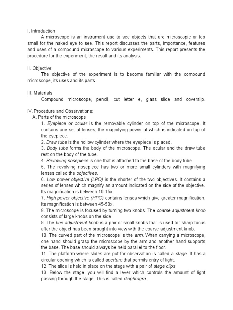 Microscope Lab Letter E