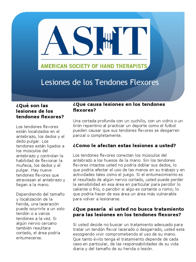 Flexor Tendon Spanish | PDF | Mano | Herida