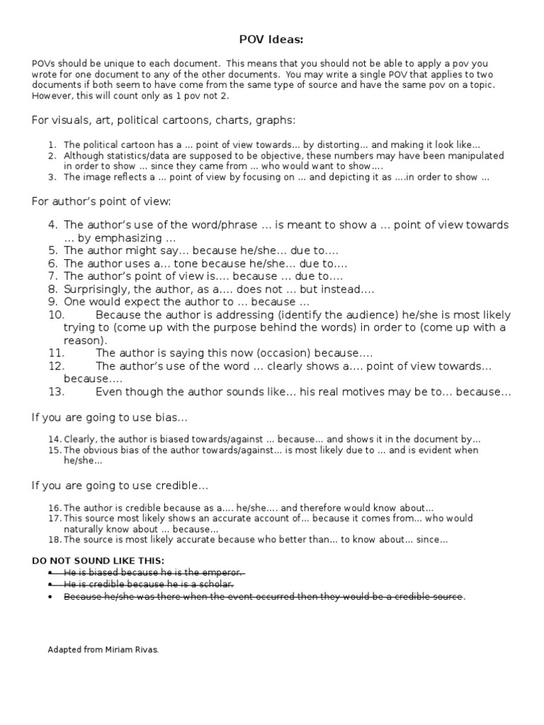 Pov Statements | PDF