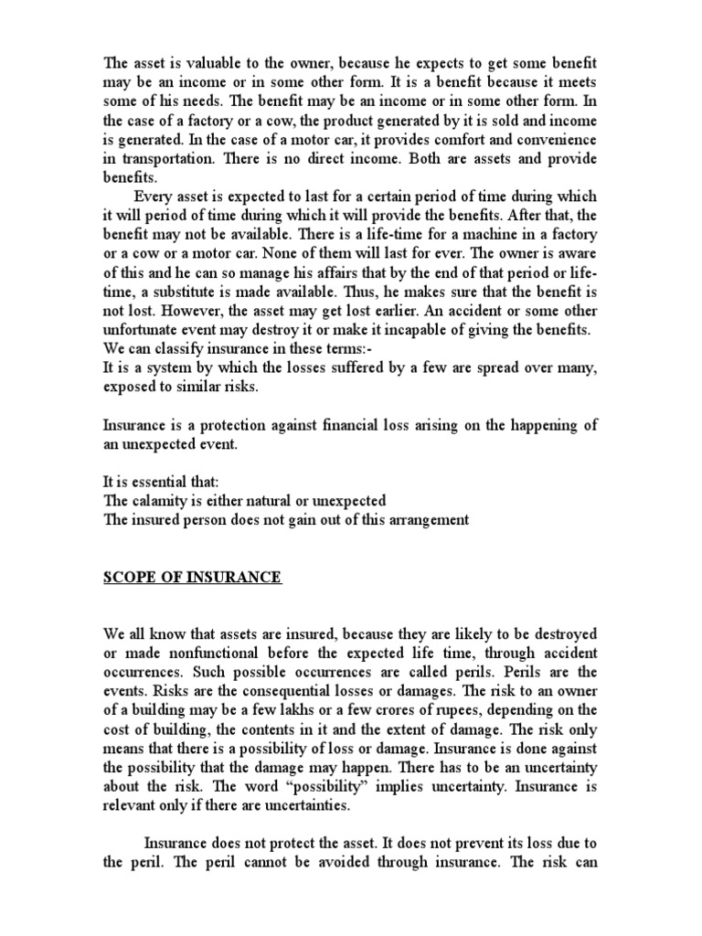 Scope of Insurance | PDF | Insurance | Investing