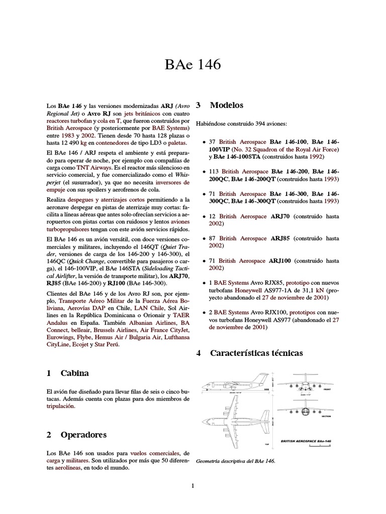 BAe 146 | PDF | Aeronave | Aviación