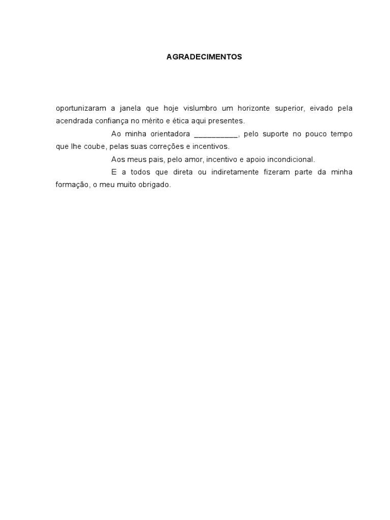 Modelo de Agradecimentos TCC | PDF