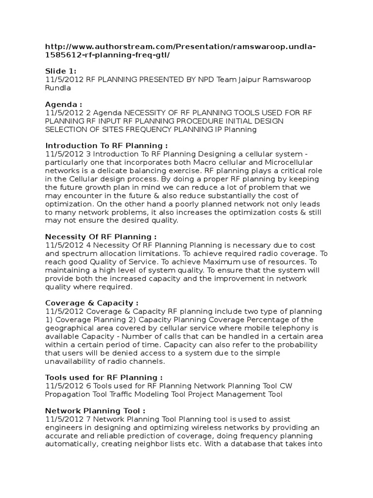 RF Planning | PDF | Cellular Network | Electromagnetic Interference