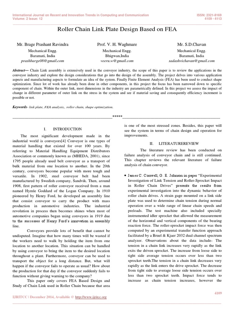Roller Chain Link Plate Design Based On FEA | PDF | Wear | Strength Of ...