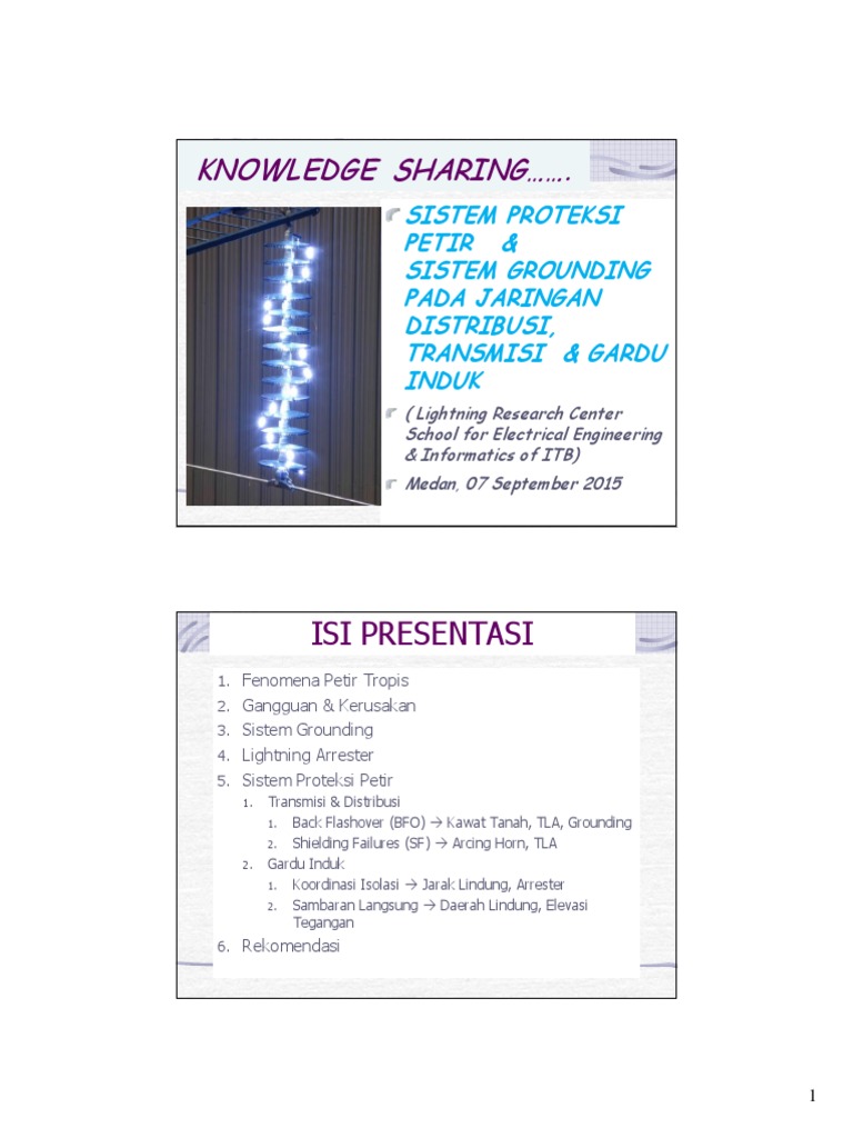 KNOWLEDGE SHARING - 2 - Proteksi Petir - PLN P3BS - 07 Sep 2015 - A PDF ...