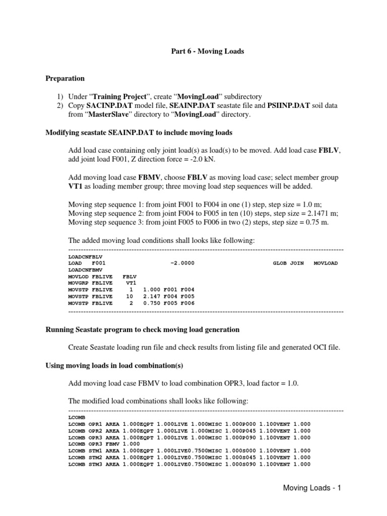 SACS - Moving Loads | PDF | Information Retrieval | Utility Software