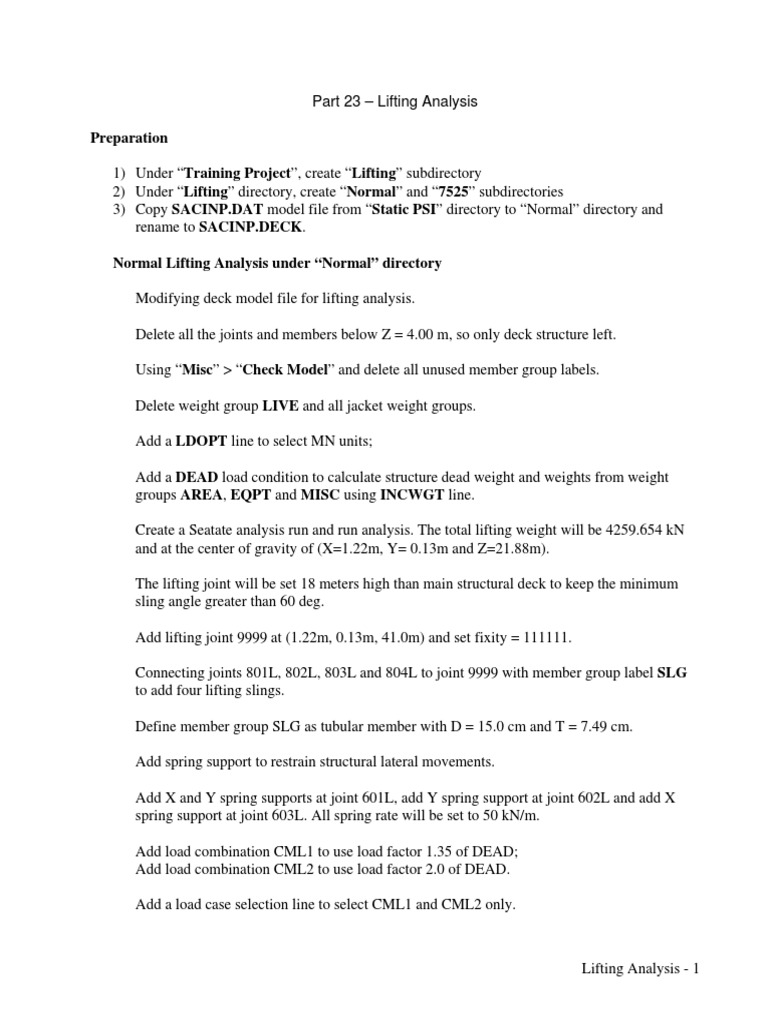 SACS Lifting Analysis | PDF
