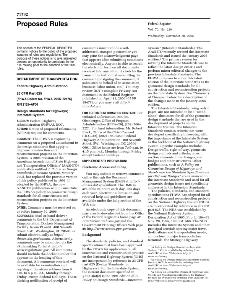 Proposed Rule: Engineering and Traffic Operations: Interstate System ...