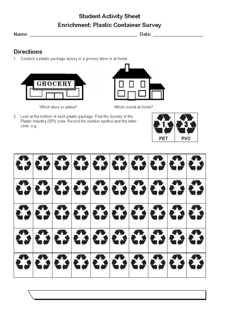 Plastic Container Survey Activity Sheet | PDF
