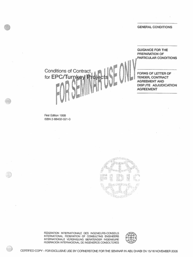 Fidic Epc Turnkey Projects Silver Pdf