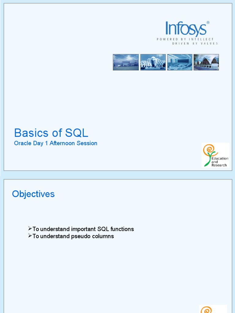Basics of SQL: Oracle Day 1 Afternoon Session | PDF | Sql | Table ...