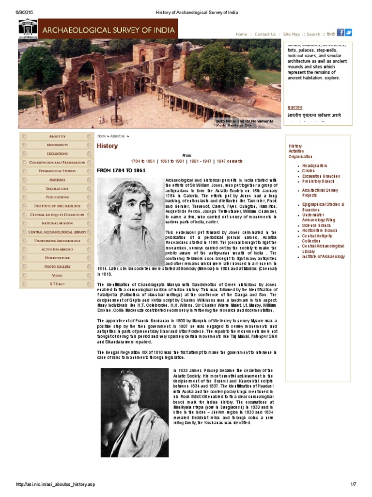 History of Archaeological Survey of India PDF | PDF | Archaeology