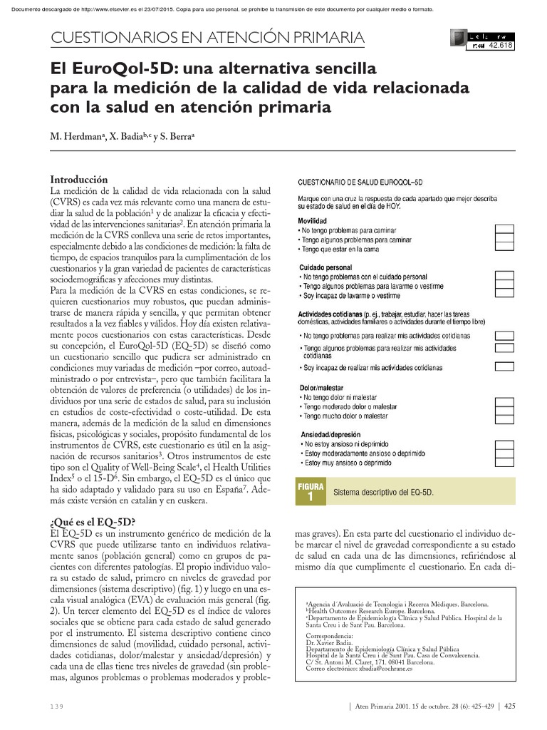 EuroQol 5D | PDF | Cuestionario | Aluminio