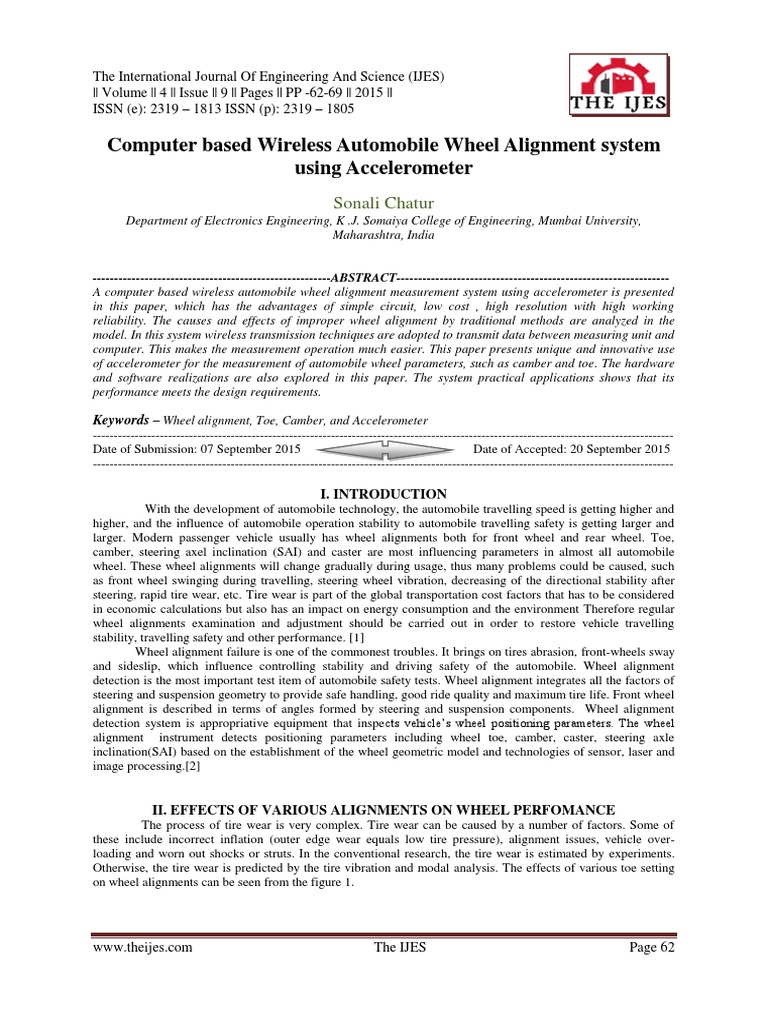 Computer Based Wireless Automobile Wheel Alignment System Using ...