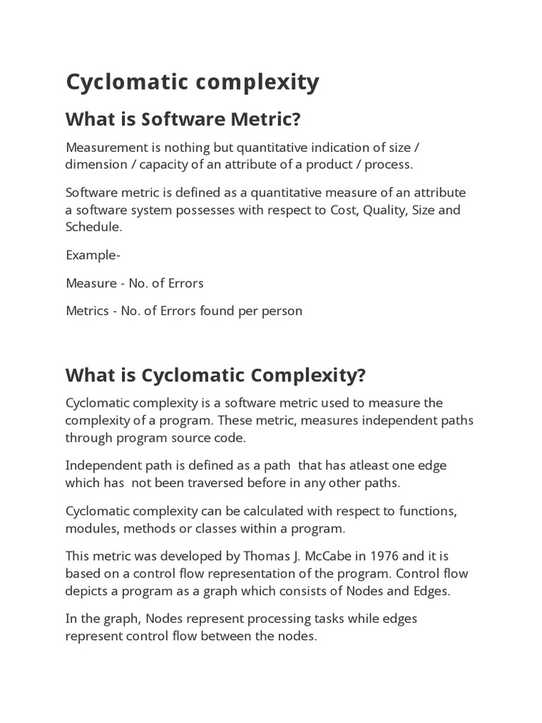 Understanding Cyclomatic Complexity | PDF | Computer Programming ...