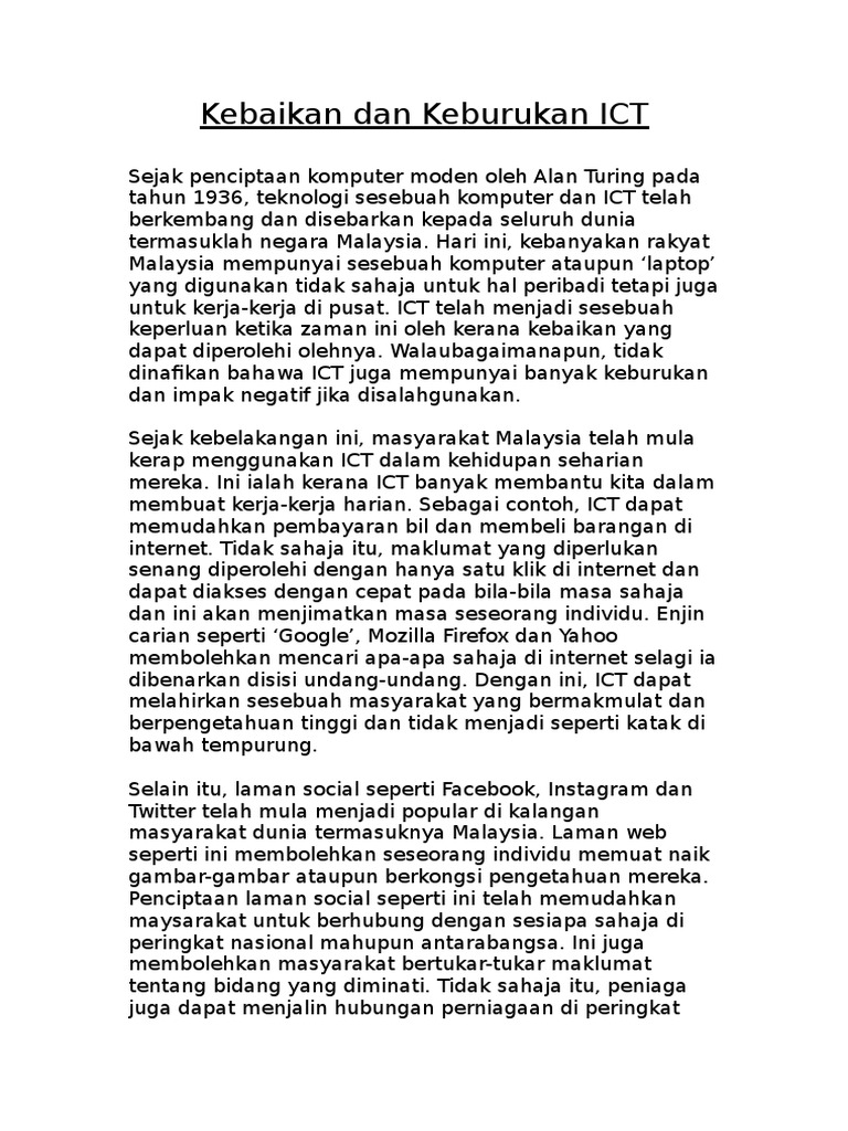Kebaikan Dan Keburukan ICT | PDF | Ilmu Sosial