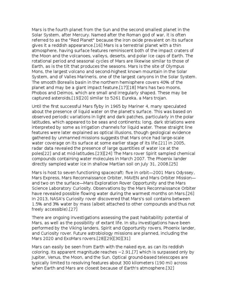 Mars Is The Fourth Planet From The Sun and The Second Smallest Planet ...