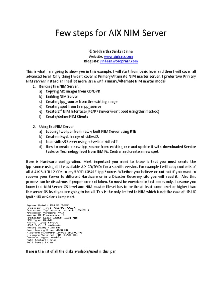 Few Steps For AIX NIM Server | PDF | Booting | File System
