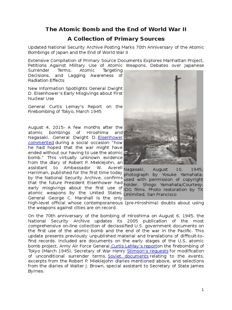 The Atomic Bomb and The End of World War II | PDF | Manhattan Project ...